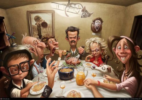 Solve Dysfunctional Family Dinner jigsaw puzzle online with 204 pieces