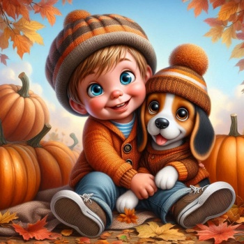 Solve PUPPY AND PUMPKINS jigsaw puzzle online with 306 pieces