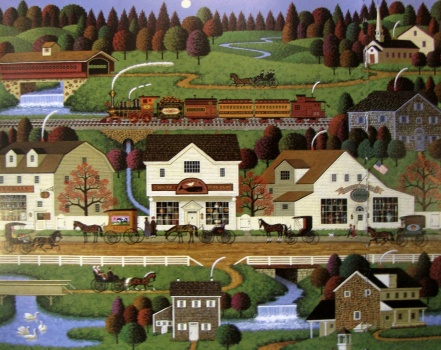 Solve Waterfalls {Charles Wysocki} jigsaw puzzle online with 195 pieces