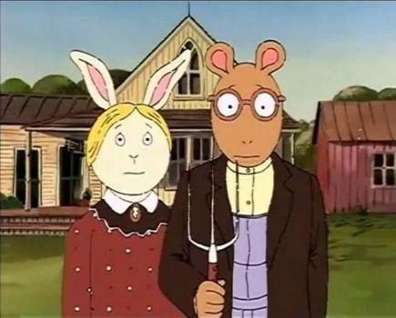 Solve American Gothic ~ Arthur & Buster Bunny jigsaw puzzle online with ...