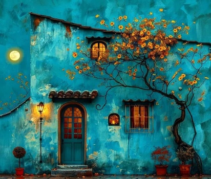 Solve blue house at night (resize 9 to 195) jigsaw puzzle online with ...