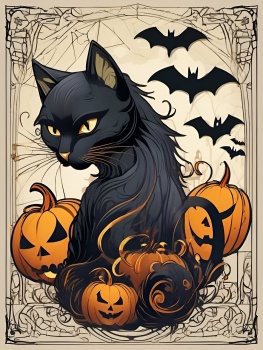Solve Cat Bats and Pumpkins, Oh My! (resize 12 to 357) jigsaw puzzle ...