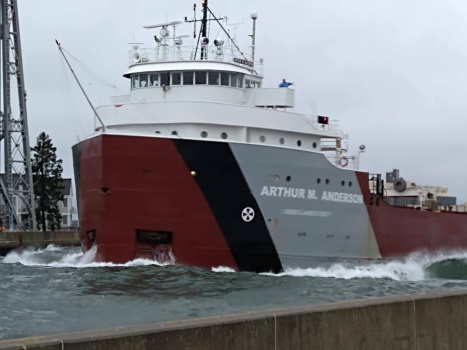 Solve The Arthur M Anderson steams out of Duluth on April 27, 2021 ...