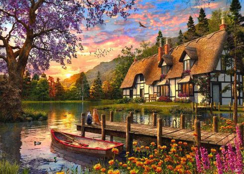 Solve Cottage Evening Sunset by Dominic Davison jigsaw puzzle online ...