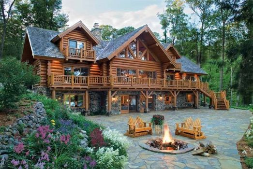Solve log cabin in the woods jigsaw puzzle online with 24 pieces