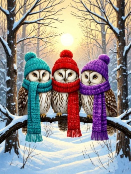 Solve Owls, resizable 12 to 500 pieces jigsaw puzzle online with 63 pieces