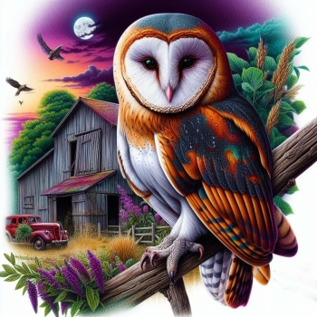 Solve colorful barn owl jigsaw puzzle online with 64 pieces