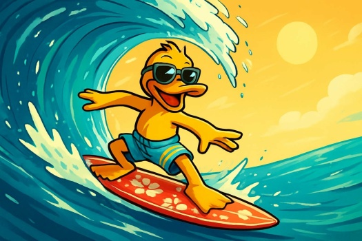Solve Surfing duck jigsaw puzzle online with 330 pieces