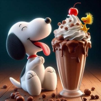 Solve Snoopy Chocolate Milkshake Day jigsaw puzzle online with 49 pieces