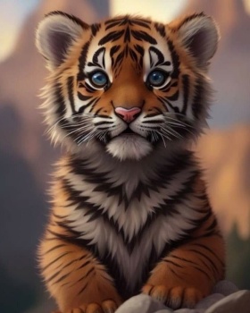 Solve Tiger Cub Art jigsaw puzzle online with 48 pieces