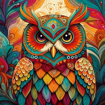 Jigsaw Puzzle | 240 pieces | Owl : Colorful owl * | Jigidi