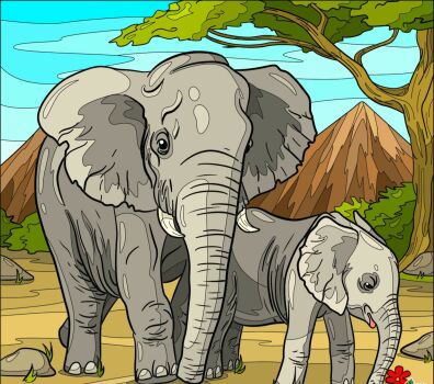 Solve Eléphants jigsaw puzzle online with 195 pieces