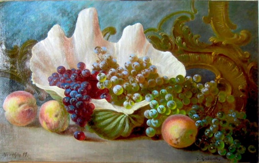 Solve p-Gustav_Rockholtz,_Stillleben_mit_Trauben jigsaw puzzle online with 176 pieces