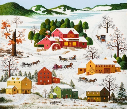 Jigsaw Puzzle | 168 pieces | Connecticut Town Shoppers (Charles Wysocki) | Jigidi
