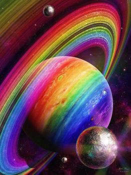 Solve Outer space rainbow jigsaw puzzle online with 130 pieces