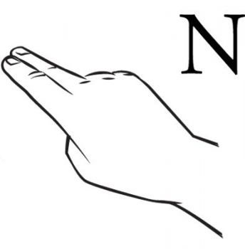 Solve teckensprak-bokstaven-n jigsaw puzzle online with 36 pieces