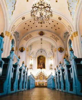 Solve Blue Church in Bratislava - Interior. jigsaw puzzle online with ...