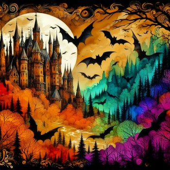 Solve cool castle on a Halloween night jigsaw puzzle online with 64 pieces