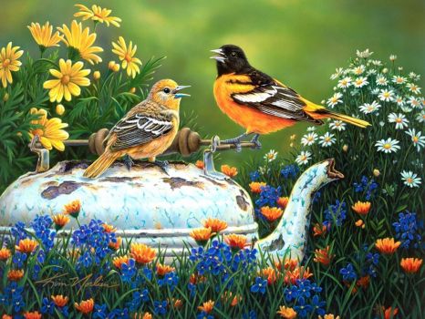 Solve Birds Morning Chit Chat jigsaw puzzle online with 165 pieces