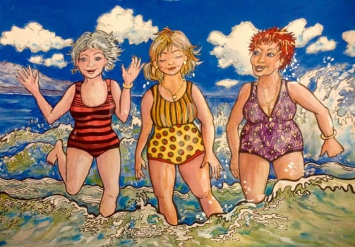 Solve Deborah Conroy Artwork - 'Beach Babes' jigsaw puzzle online with ...