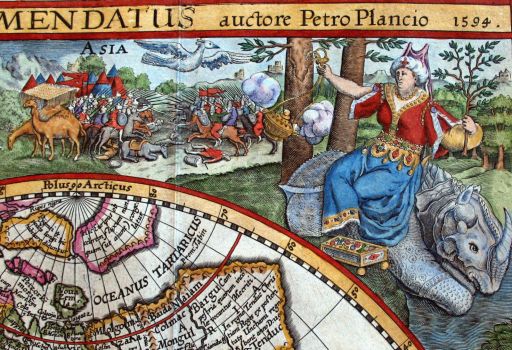 Solve Detail of an antique world map by Petrus Plancius date 1594 ...
