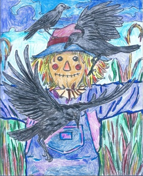 Jigsaw Puzzle | 12 pieces | Coloring American Crow & Scarecrow | Jigidi