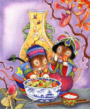 Solve Mice Eating Chinese Food jigsaw puzzle online with 168 pieces