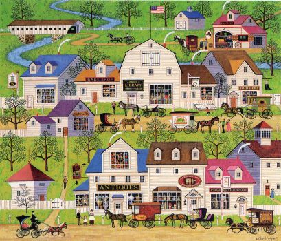 Solve Shops & Buggies (Charles Wysocki) jigsaw puzzle online with 224 pieces