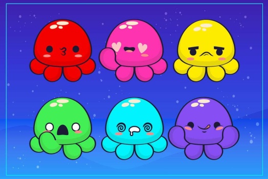 Solve 6 rainbow octo-plushies! 🌈 jigsaw puzzle online with 96 pieces