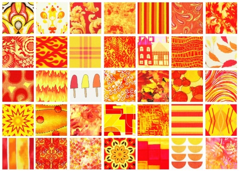 Solve PATCHWORK RED, ORANGE AND YELLOW jigsaw puzzle online with 70 pieces