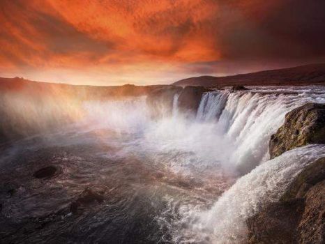 Solve Godafoss Deep Red Waterfalls, Iceland jigsaw puzzle online with ...