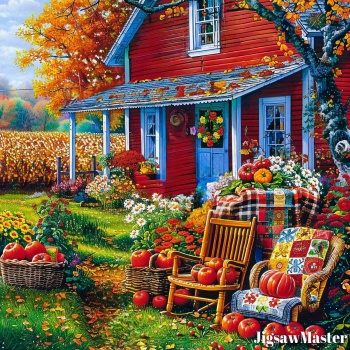 Solve Pumpkins and Quilts for Sale jigsaw puzzle online with 121 pieces