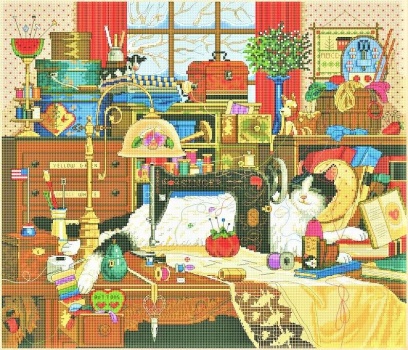 Solve Sewing Machine Cross Stitch Pattern jigsaw puzzle online with 156 ...