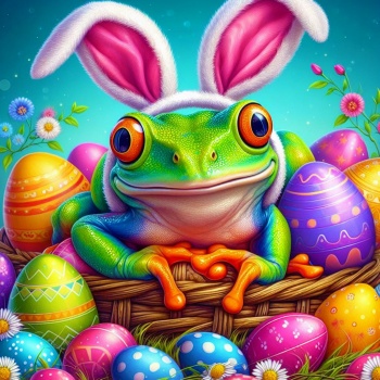 Solve Ralph the frog getting ready for Easter jigsaw puzzle online with ...
