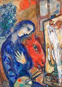 Solve Le peintre et la tête d’animal rouge, c.1960, Marc Chagall (1887 ...