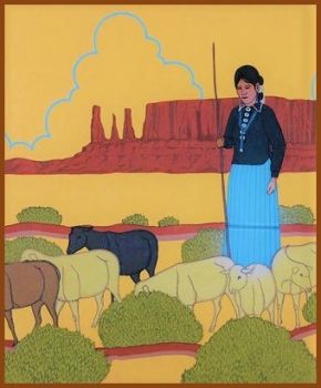Solve Navajo Shepherdess Tending Her Sheep ~ Arthur Begay (Navajo ...