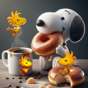 Solve Snoopy Donuts jigsaw puzzle online with 196 pieces