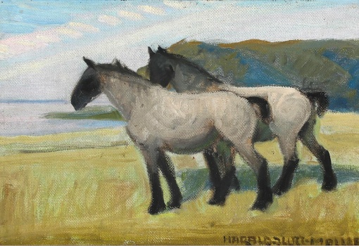 Solve Harald Slott-Møller (Danish, 1864–1937), Two Horses in a Field ...