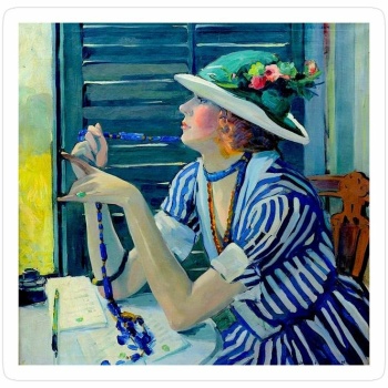 Solve The Answer _ Vintage Jane Peterson Oil Painting Print Sticker ...