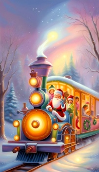 Solve Santa Train jigsaw puzzle online with 84 pieces