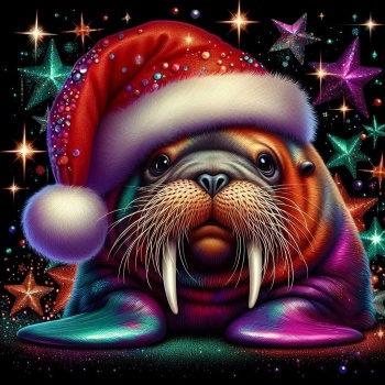 Solve Wally the Santa Walrus jigsaw puzzle online with 81 pieces