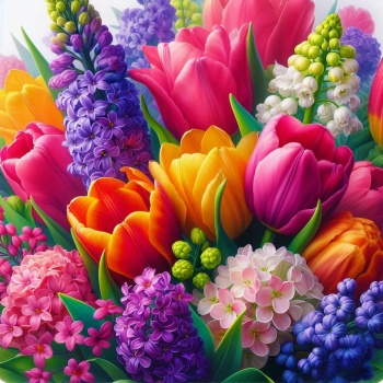 Solve Spring Flowers jigsaw puzzle online with 64 pieces