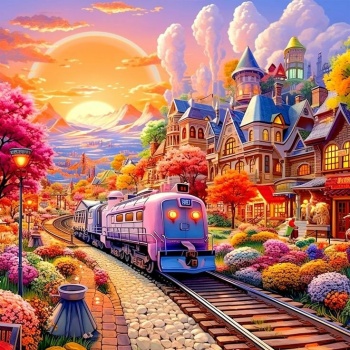 Solve Sunrise Express jigsaw puzzle online with 64 pieces