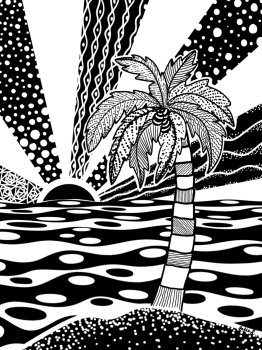 Solve Palm tree zen doodle jigsaw puzzle online with 48 pieces