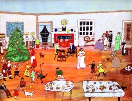 Solve Christmas at Home after Grandma Moses jigsaw puzzle online with ...