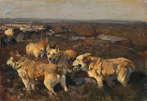 Solve Oil on Canvas Painting, Dogs, Heinrich Von Zugel, 1903 jigsaw ...