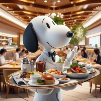 Solve Snoopy Waiter jigsaw puzzle online with 81 pieces