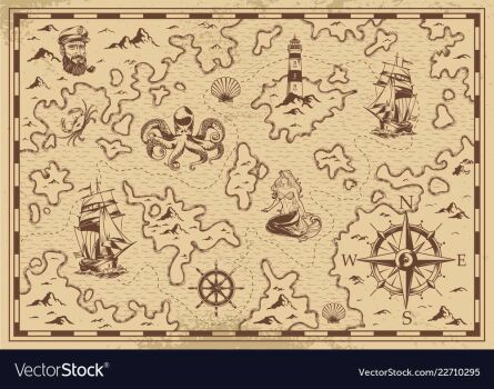 Solve Pirate treasure map jigsaw puzzle online with 99 pieces