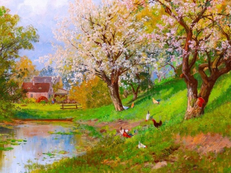 Solve Spring in the Country jigsaw puzzle online with 63 pieces