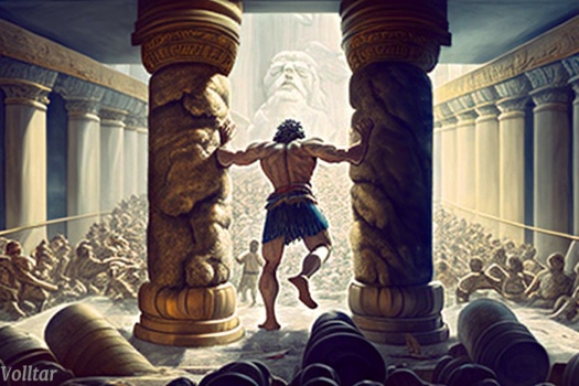 Solve Samson Pushing Down the Pillars Big jigsaw puzzle online with 408 ...